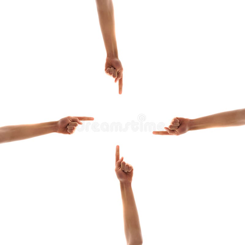 Quattro Mani Che Puntano Al Centro Immagine Stock - Immagine di centro ...