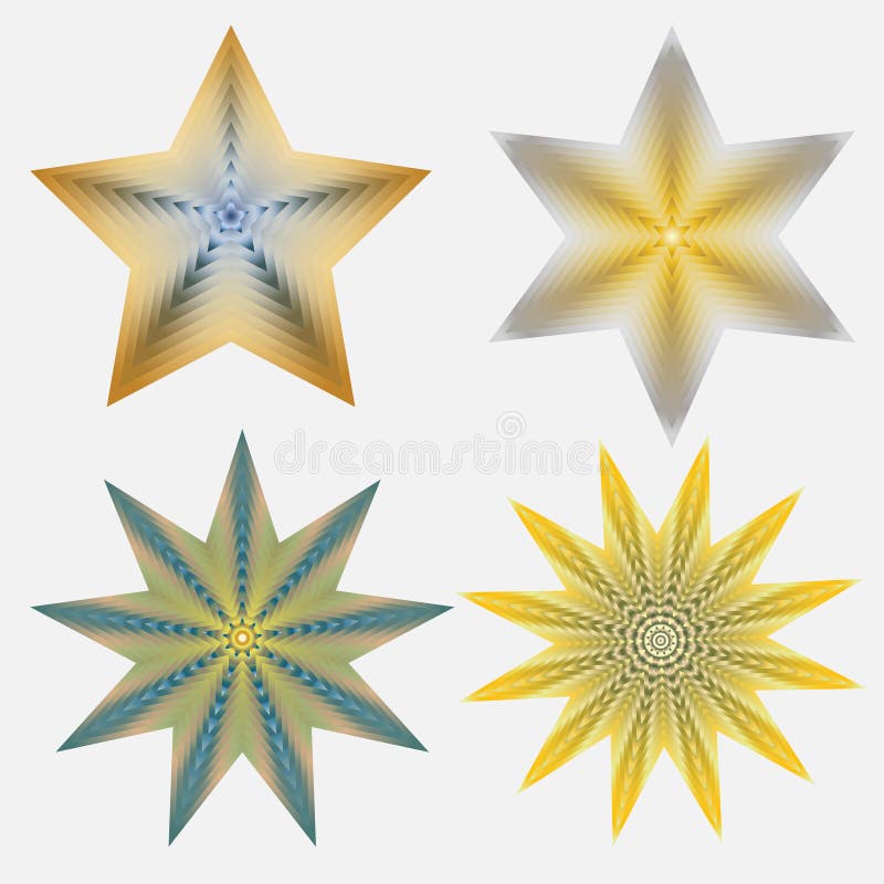 Un Insieme Di Quattro Stelle Che Scintillano Splendendo Il Illustr ...
