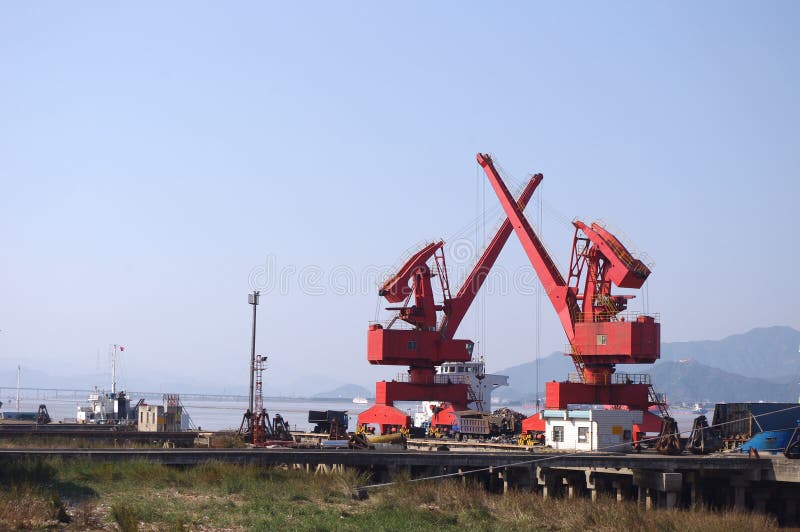 Quay cranes stock photo. Image of freight, harbor, terminal - 22608358