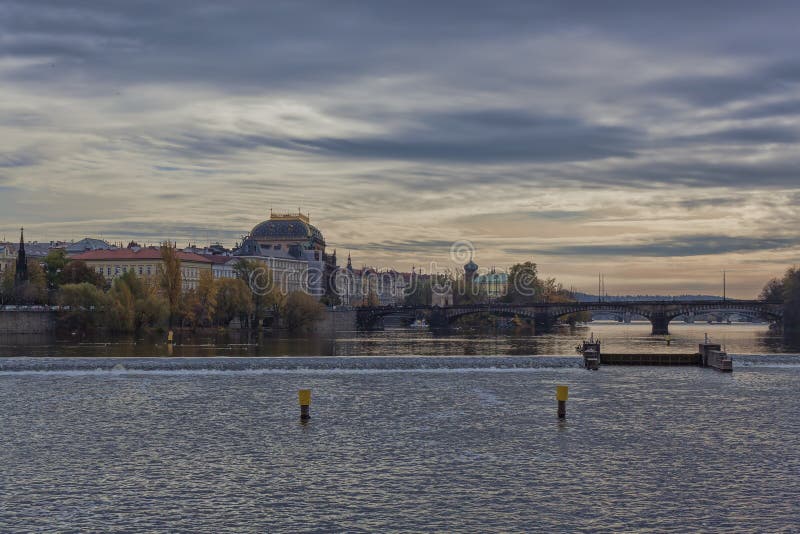 View of Prague Castle from the Charles Bridge Stock Image - Image of ...