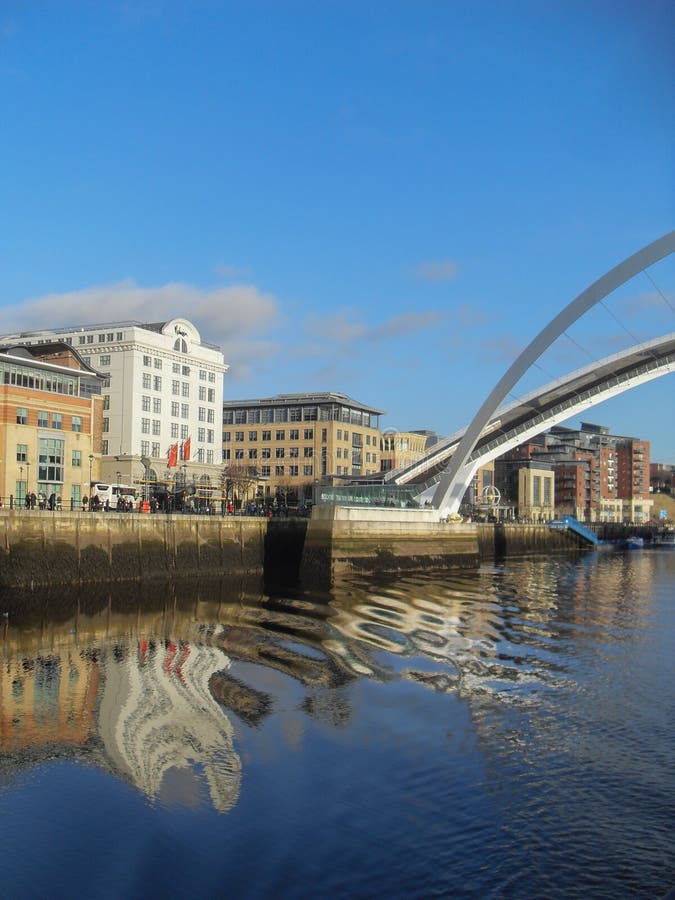 Quayside Reflections in the River Tyne at Newcastle Editorial Stock Image - Image of millennium ...
