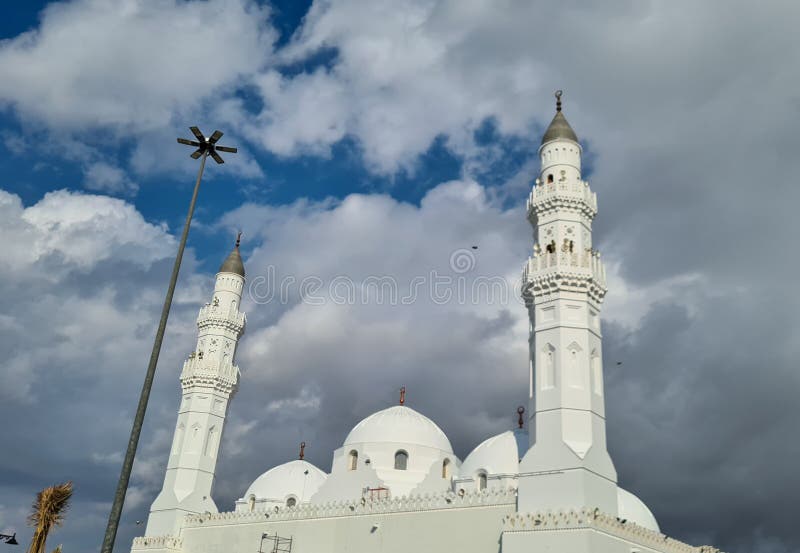 Quba Mosque, Medina. Blue Sky but Cloudy Up There Stock Image - Image ...