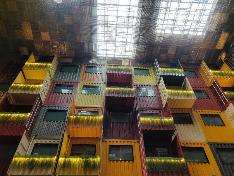 Colored Containers in the Hotel Editorial Photography - Image of ...