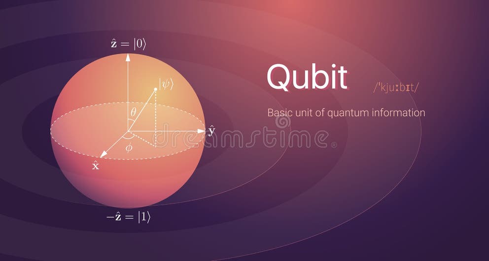 Qubit Visual Concept. Visialization of Quantum Bit Stock Illustration ...