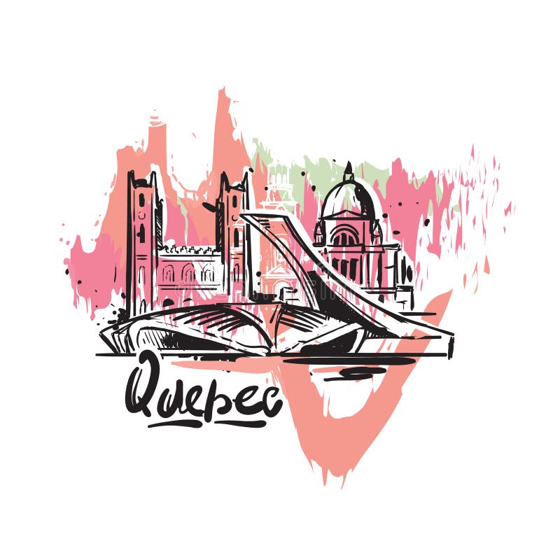 Quebec Abstract Art Color Drawing. Quebec Sketch Vector Illustration ...
