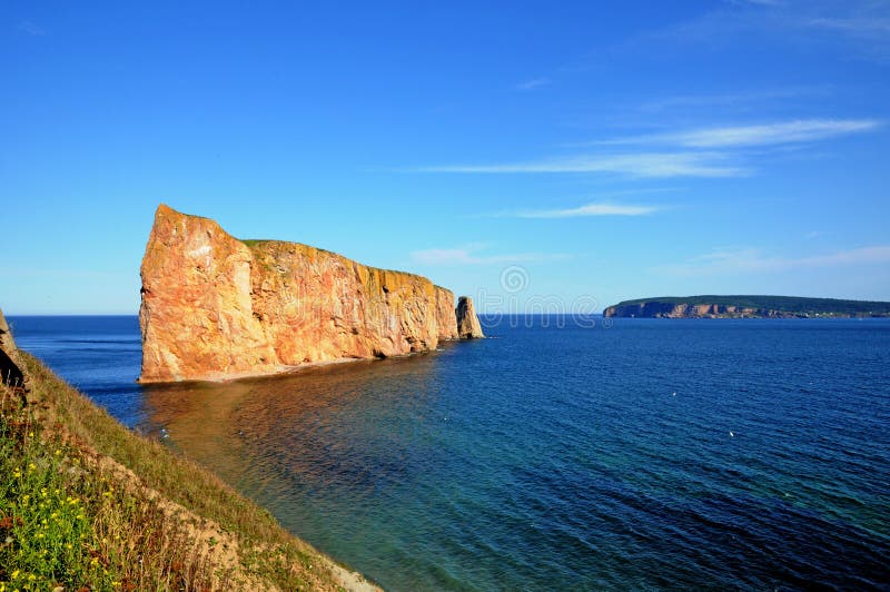 Quebec; Canada- June 25 2018 : Perce Rock in Gaspesie Editorial Stock ...