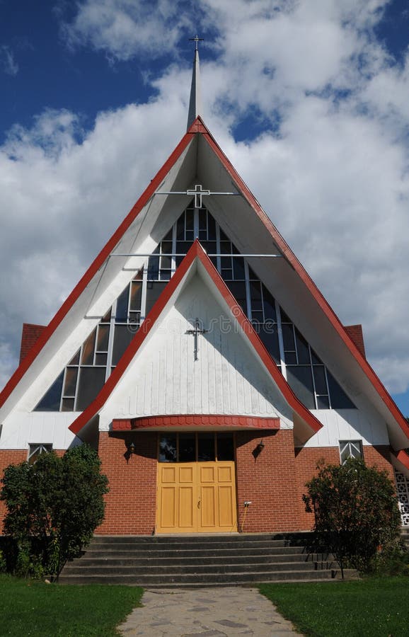 Quebec, the Church Sainte Croix in Tadoussac Stock Photo - Image of ...
