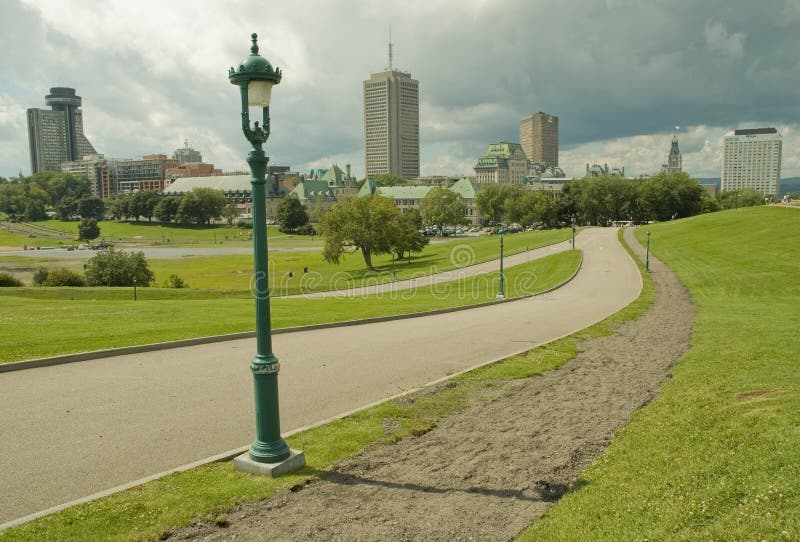 Quebec City Fortified Wall at Dusk Stock Image - Image of illuminated ...