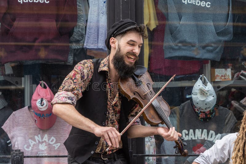 QUEBEC CITY, CANADA - MAY 19, 2018: Street Musicians in Quebec City ...