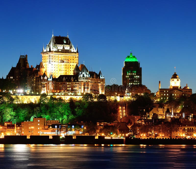 Quebec City at night stock photo. Image of evening, city - 39677972
