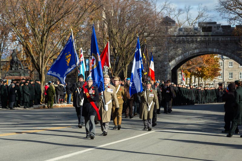 Veterans of Different Regiments Bearing Flags while Marching on the ...