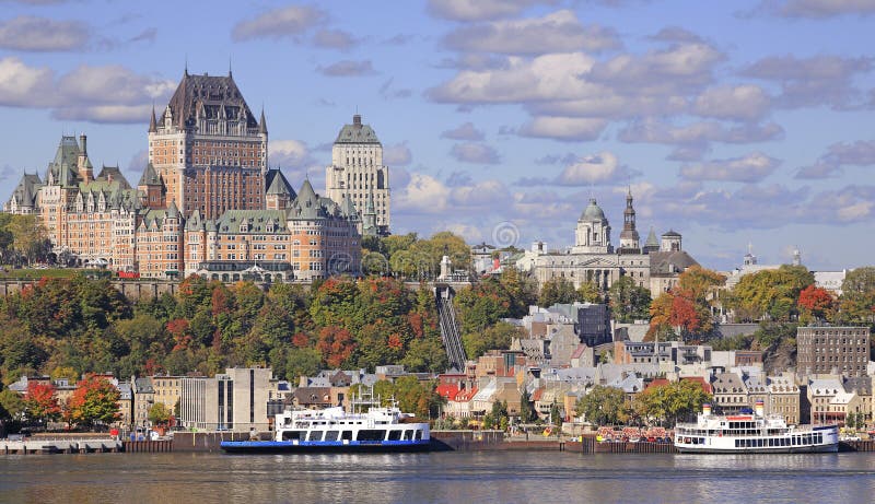 Quebec City Skyline View in Autumn Stock Image - Image of chateau ...