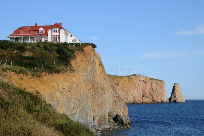 Quebec, the Coast of Perce in Gaspesie Stock Image - Image of village ...