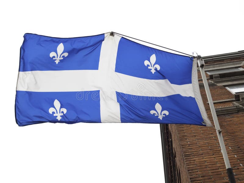 Quebec flag flying stock image. Image of patriotic, blue - 13228243