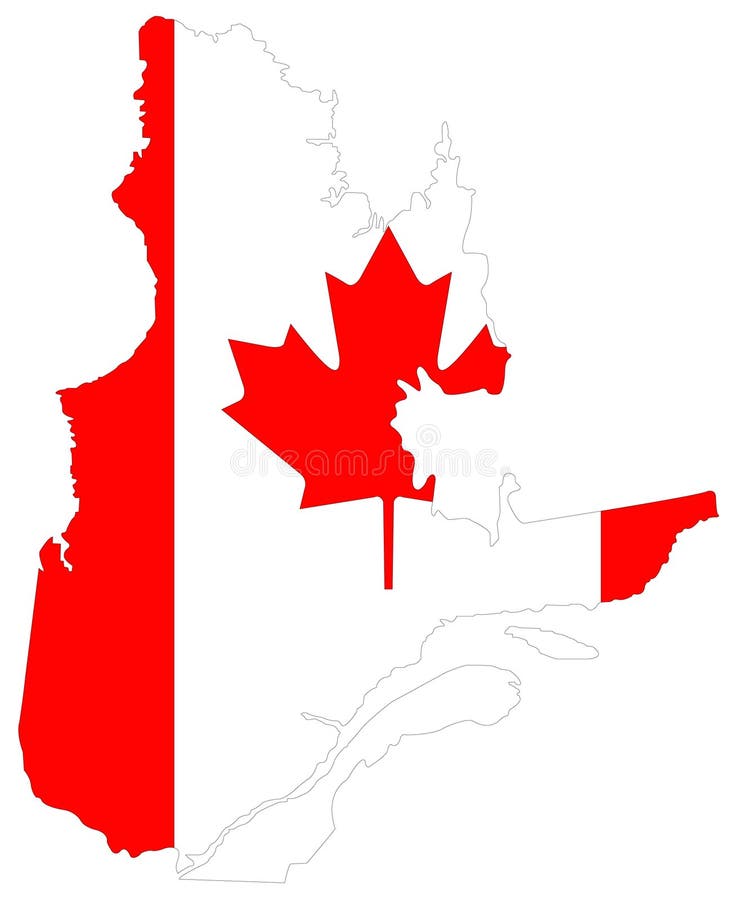 Quebec Map with Canadian Flag - the Biggest Province and Territory of Canada Stock Vector ...
