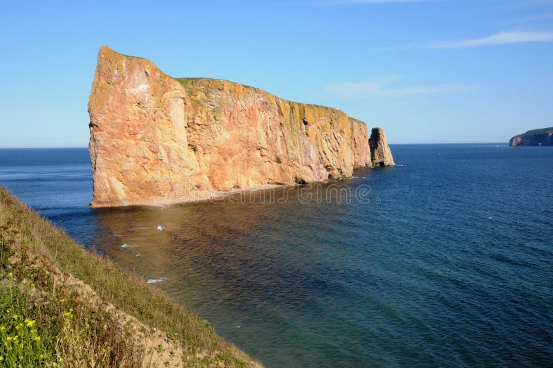 Quebec, Perce Rock in Gaspesie Stock Image - Image of canada, cliff ...