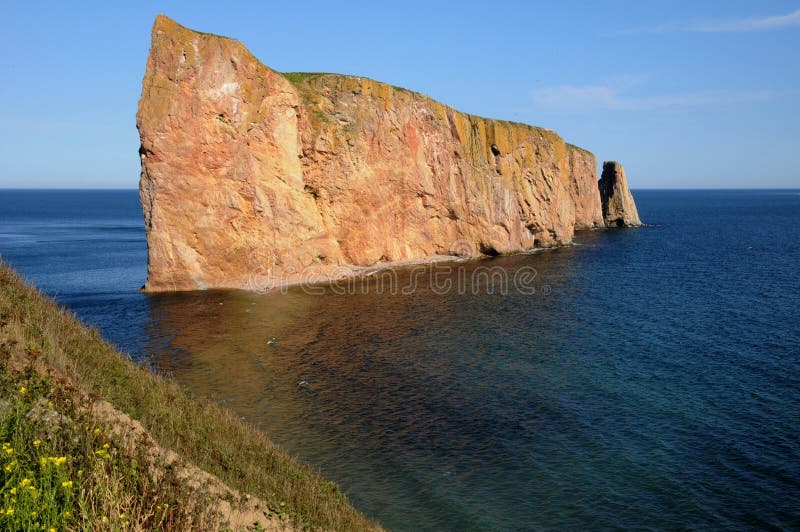 View of Perce Rock at Summer Sunset Editorial Stock Photo - Image of ...