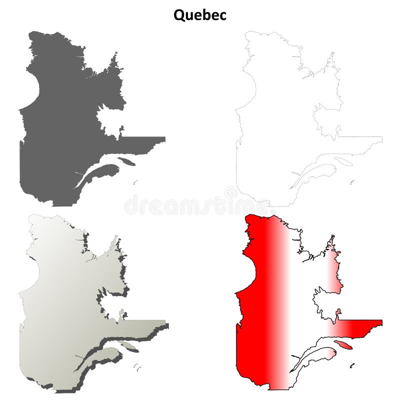 Quebec Blank Outline Map Set Stock Vector - Illustration of outline ...