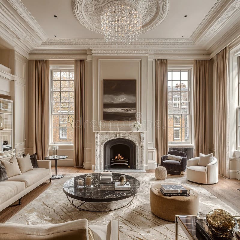 Queen Anne Townhouse Interior in London Stock Photo - Image of tones ...