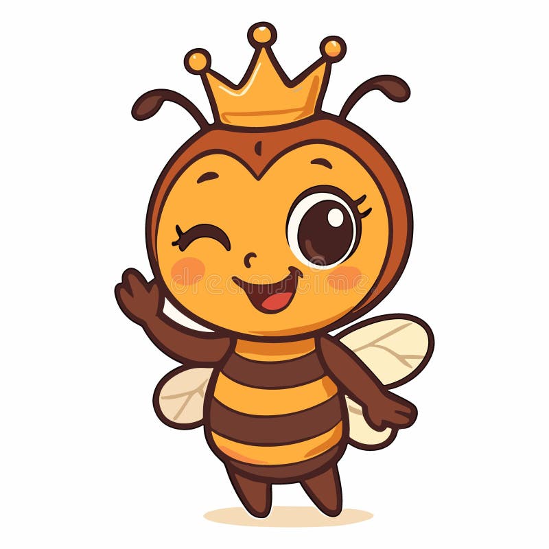 Queen Bee Cartoon Cute Bee Mascot Friendly Stock Illustration ...