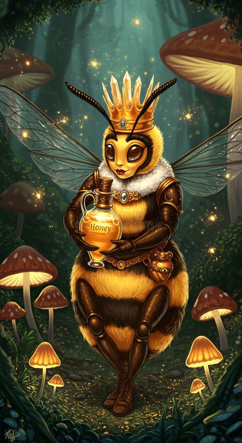 Queen Bee in a Mystical Forest Stock Image - Image of queen, clothing ...