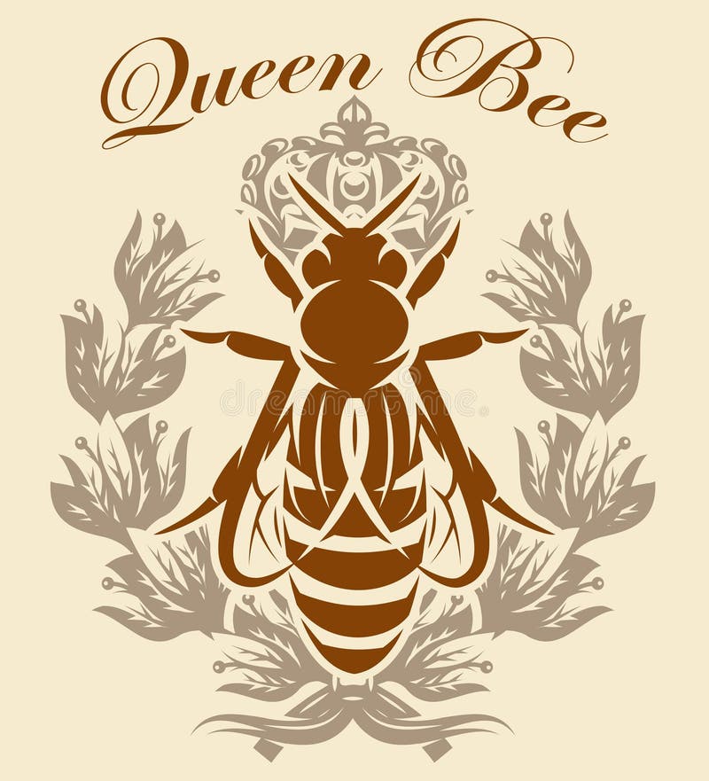 Queen Bee with Wreath and Crown. Vector Template Ready for Printing ...