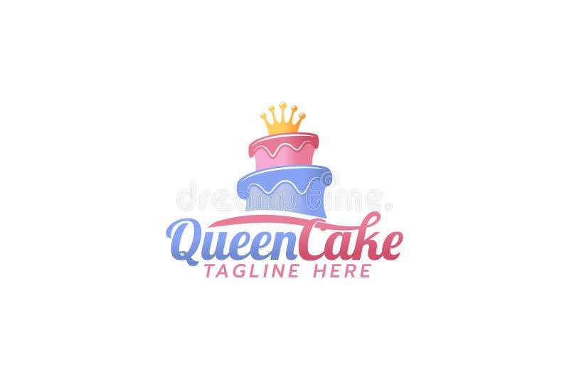 Queen Cake Logo with a Combination of a Cake and Queen Crown Stock ...