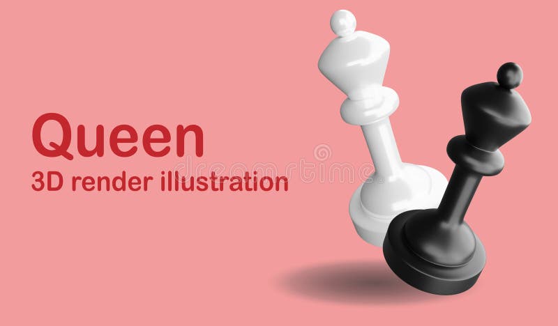 Queen Chess Piece Banner and Copy Space on Red Background , 3D Render ...