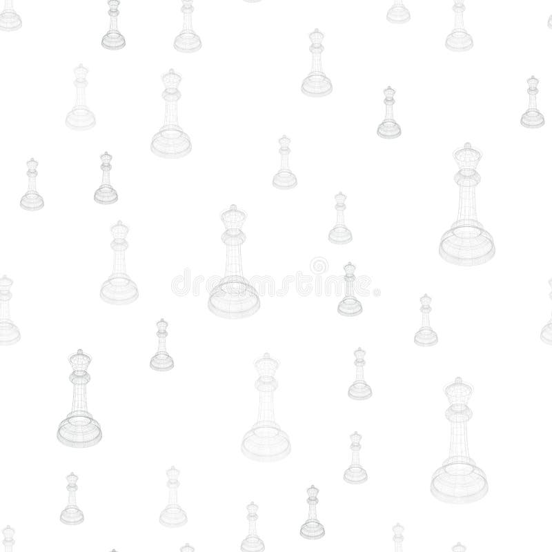 Queen Chess Piece 3d Grid Seamless Pattern 3d Frame Illustration. Chess ...