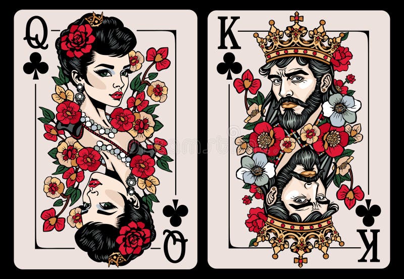 Queen of Clubs and King of Clubs. Playing Cards Vector Stock ...