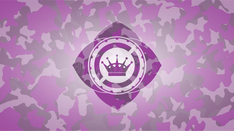 Queen Crown Icon on Pink Camouflage Texture Stock Illustration ...