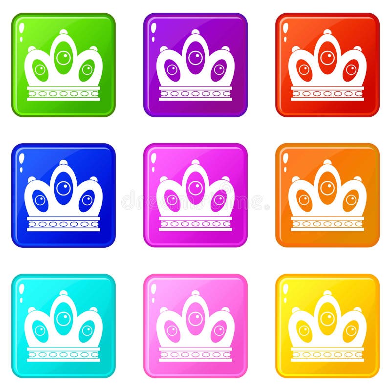 Queen crown icons 9 set stock vector. Illustration of icon - 96244416