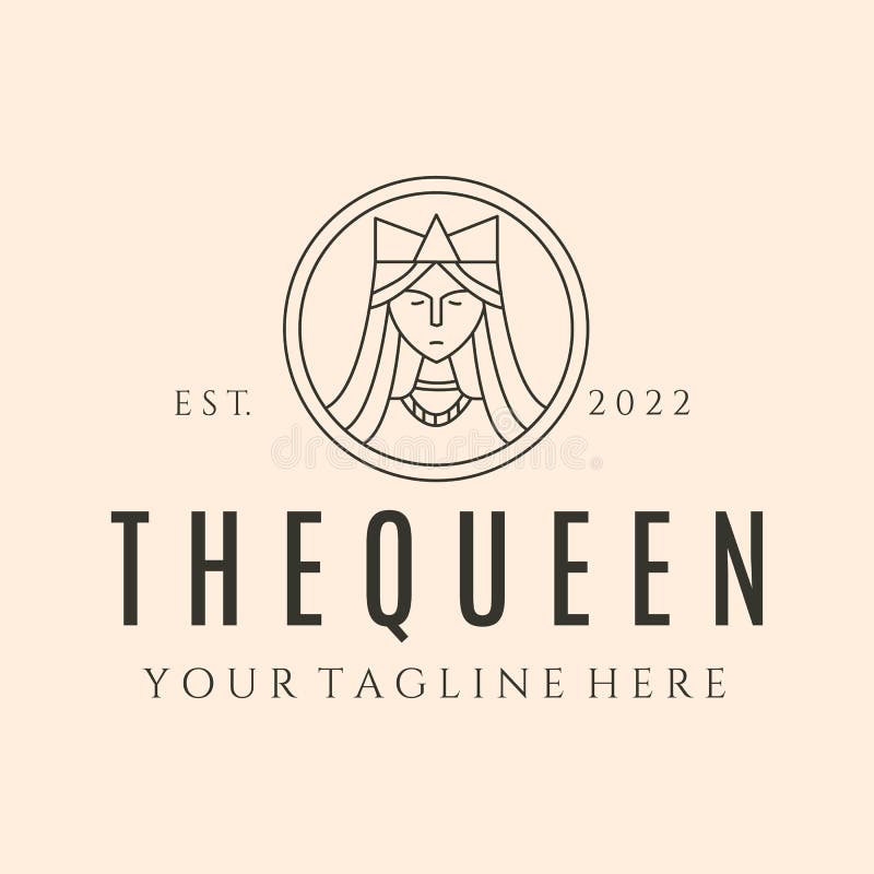 The Queen with Crown Line Art Logo Vector Symbol Illustration Design ...