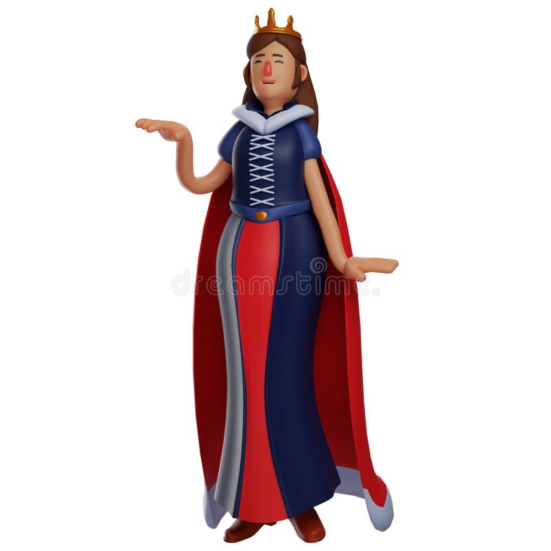 Queen 3D Illustration with an Amusing Expression Stock Illustration ...