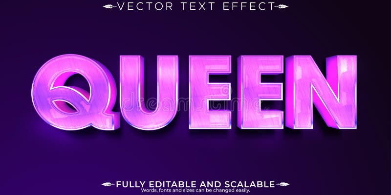 Queen Editable Text Effect, Editable Royal and Crown Text Style Stock ...