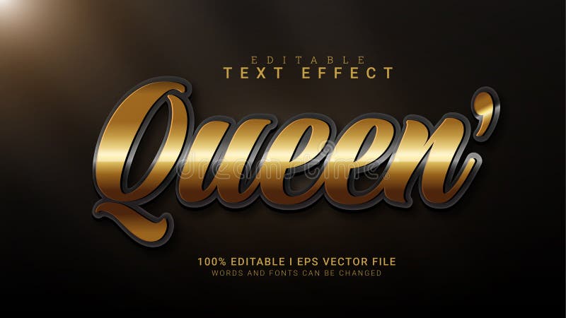 Queen Editable Text Effect Vector Illustration Stock Vector - Illustration of design, poster ...