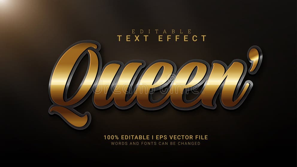 Queen Editable Text Effect Vector Illustration Stock Vector ...