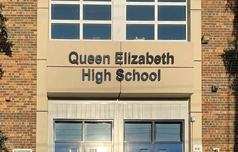Queen Elizabeth High School Entrance Sign Editorial Photo - Image of ...