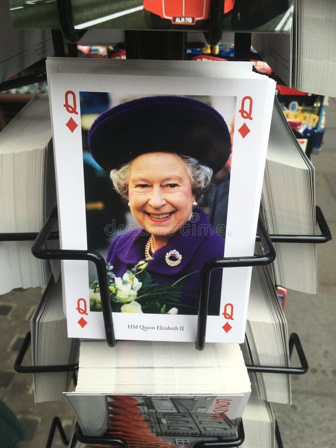 The Queen Elizabeth Image on a Postcard, the Queen of Diamonds, London ...
