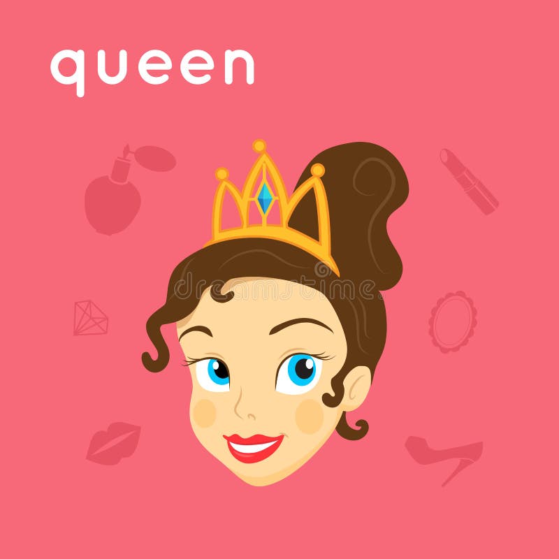 Queen Face on Pink Background Stock Vector - Illustration of queen ...