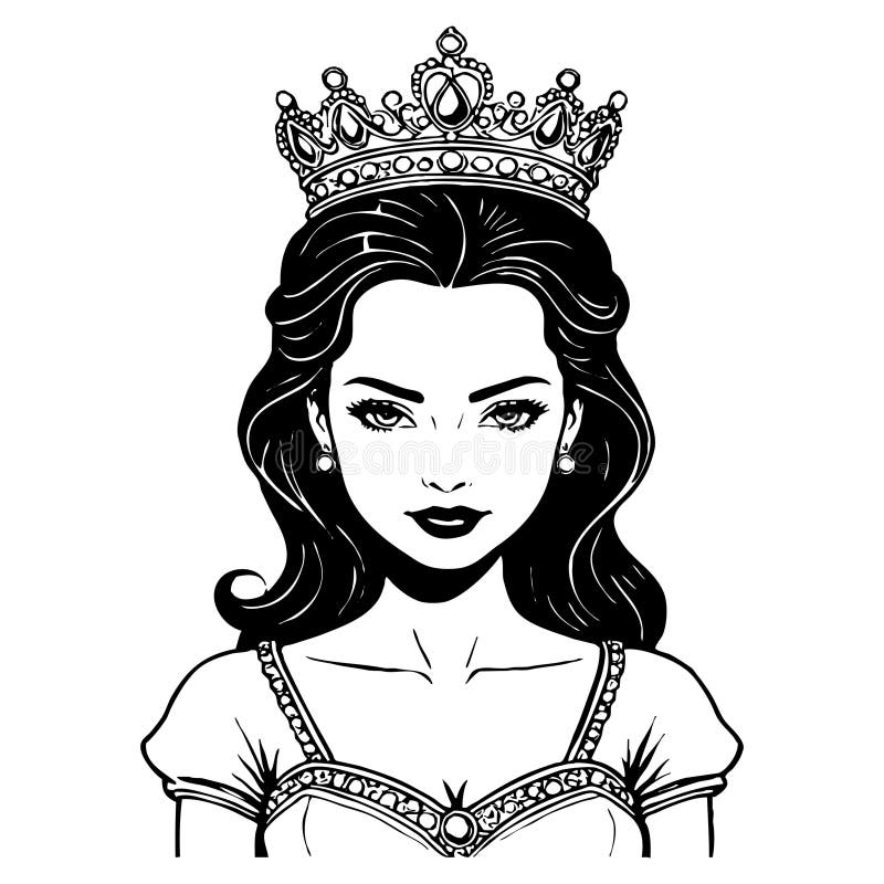 Queen . Fictional Character. Black and White Illustration for Use in ...