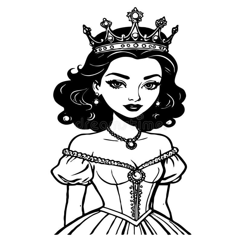 Queen . Fictional Character. Black and White Illustration for Use in ...