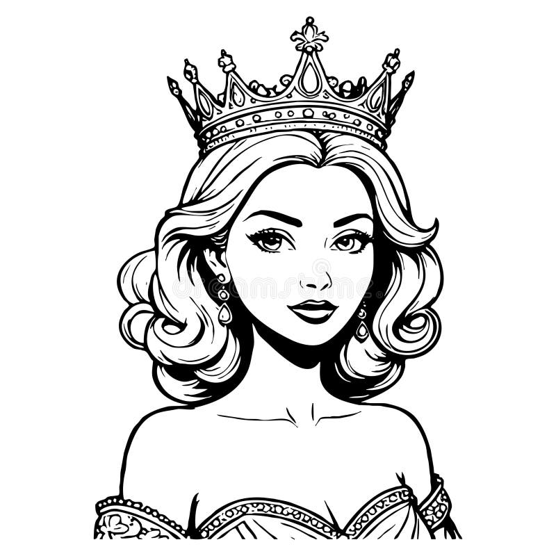 Queen . Fictional Character. Black and White Illustration for Use in ...
