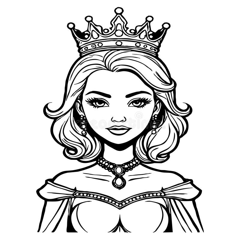 Queen . Fictional Character. Black and White Illustration for Use in ...