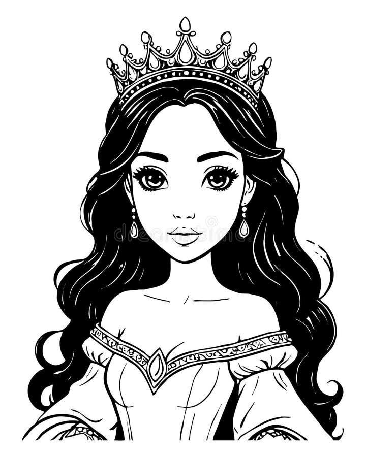 Queen . Fictional Character. Black and White Illustration for Use in ...