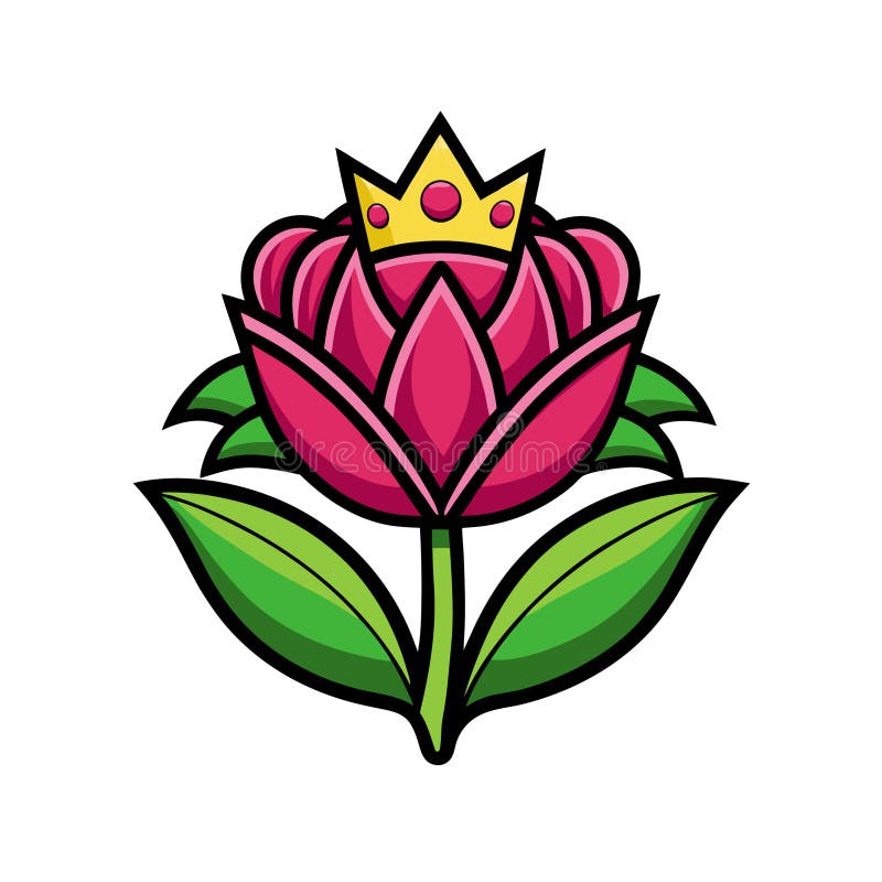 Queen Flower Bold Outline Artwork Stock Illustration - Illustration of ...