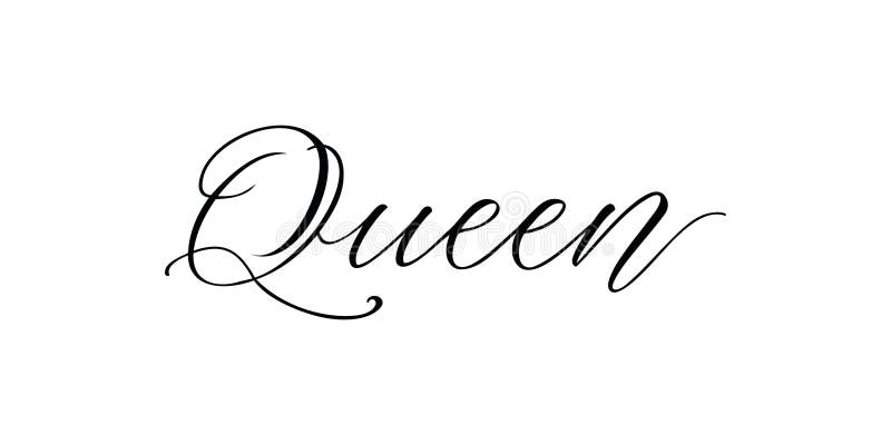 Queen - Handwritten Text in Calligraphic Style on a White Background ...