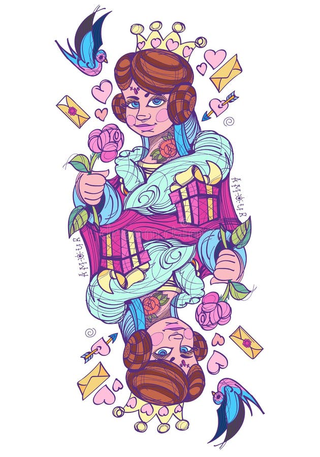 Queen of Hearts. Playing Card Suit in Style Pastel Goth Stock ...