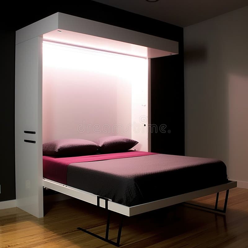 Queen Horizontal Murphy Bed. Generative AI Stock Illustration ...