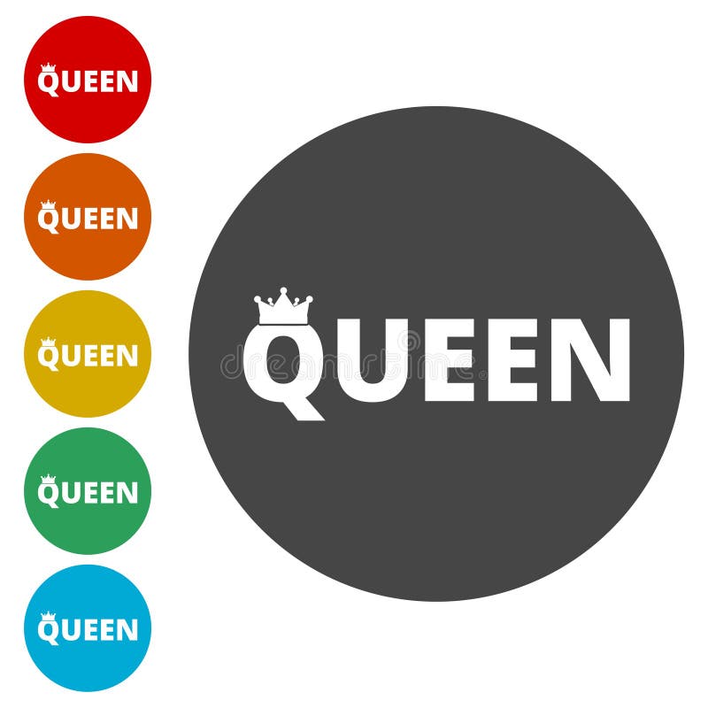 Queen Icon in Circle. Vector Illustration Stock Vector - Illustration ...
